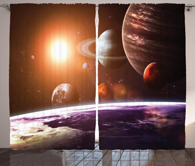 Brayden Studio Tamera Galaxy Space Theme View of the Planets from Earth ...