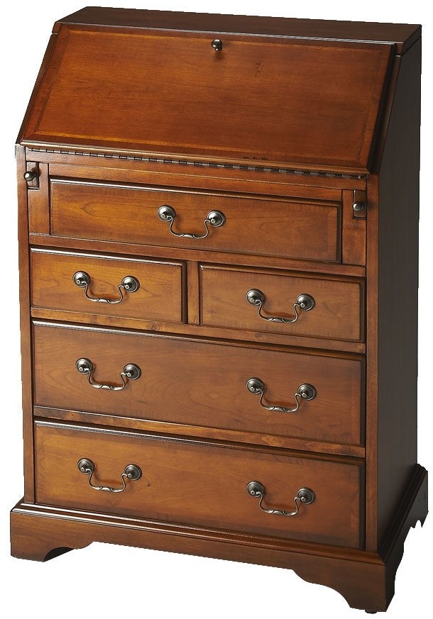 Priya Home Furniture Traditional Solid Wood Secretary in Olive Ash Burl ...