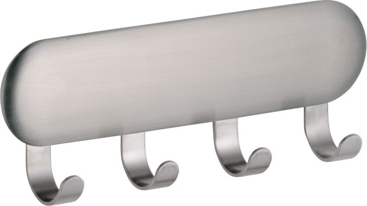 mDesign Metal Adhesive Wall Mount Key Rack Holder Organizer, 4 Hooks ...