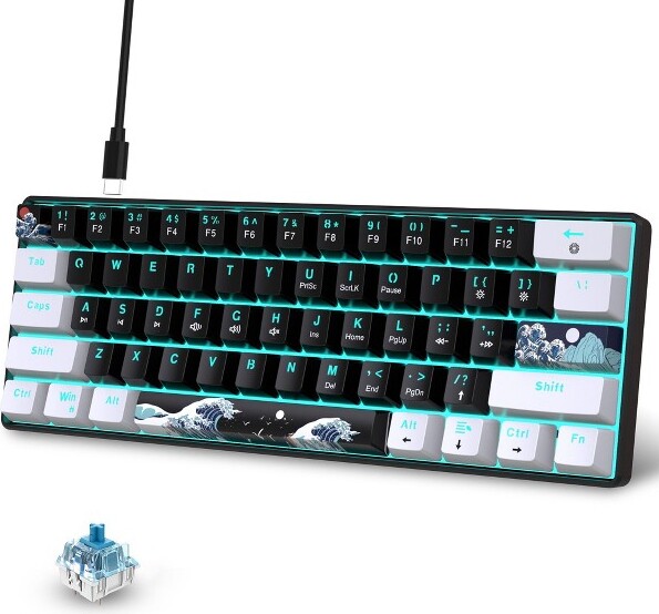 RISOKEYS 60% Mechanical Gaming Keyboard,61 Keys Blue Switches,Wired ...