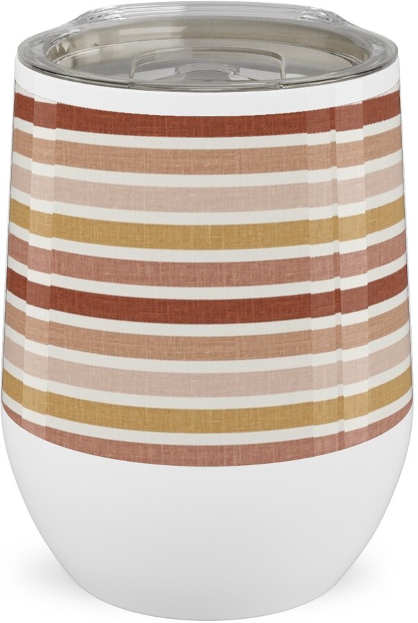 Shutterfly Stainless Steel Tumblers: Horizontal Earth Colours Stripes - Red Pink Mustard Toffee ...