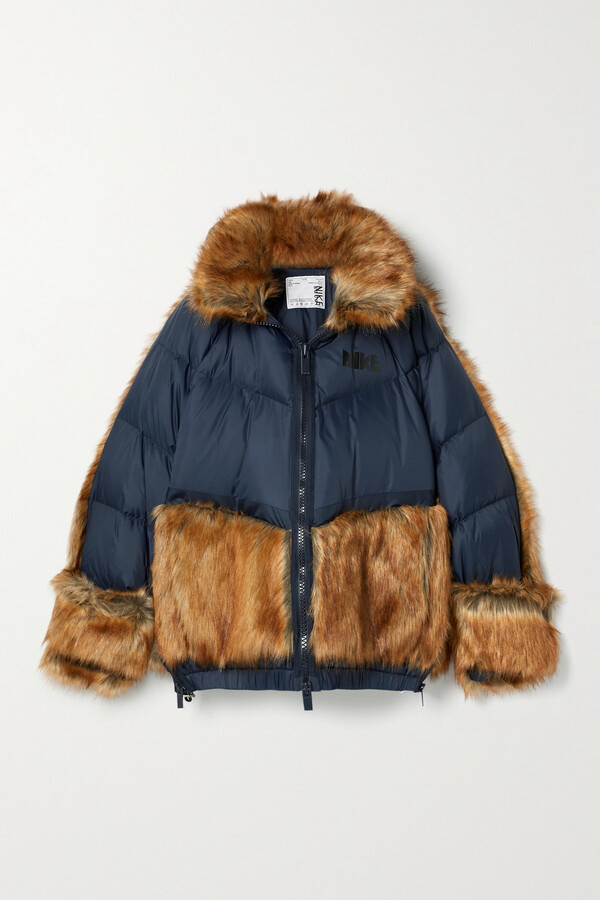Nike + Sacai Nrg Oversized Hooded Faux Fur And Quilted Shell Down ...