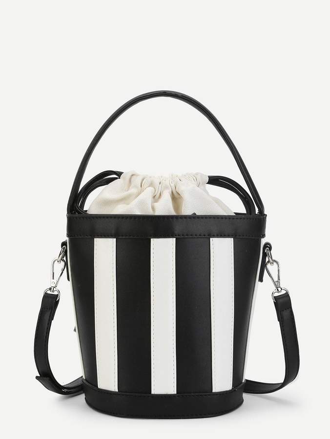 Shein Block Striped Bucket Bag - ShopStyle