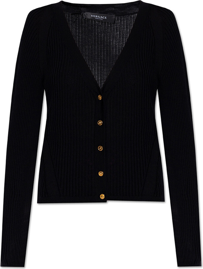 Versace Ribbed Cardigan - Black - ShopStyle