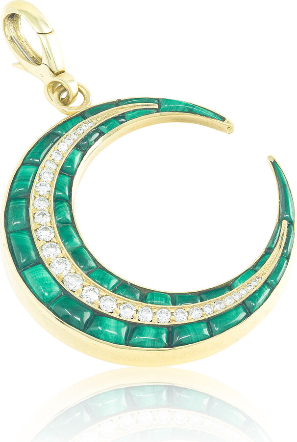 Jenna Blake 18K Yellow Gold Diamond And Malachite Charm - ShopStyle