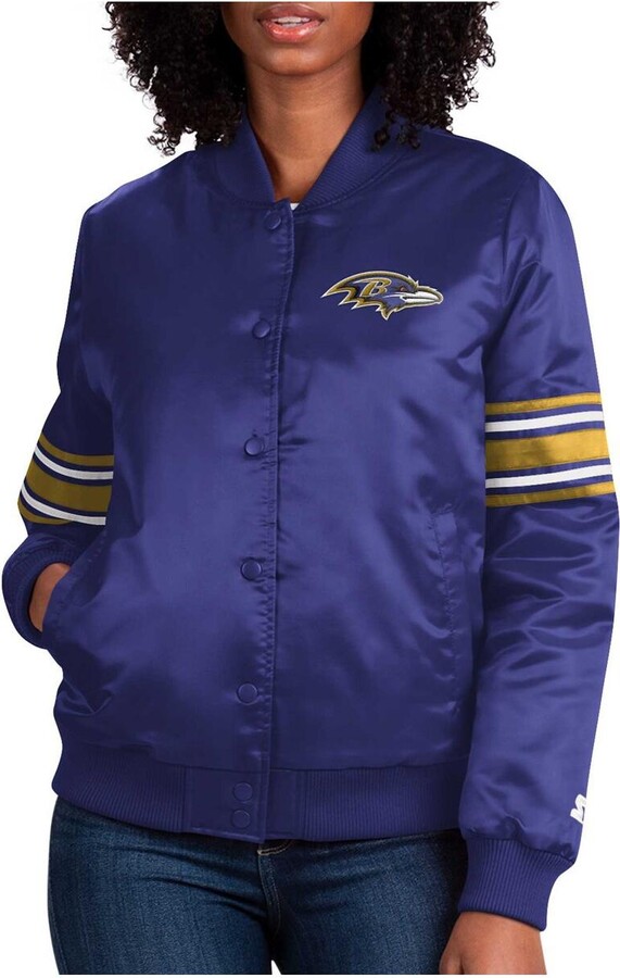 Women's Starter Purple Baltimore Ravens Line Up Satin Full-Snap Varsity ...