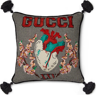 Gucci Guccification Tiger-embroidered Velvet Cushion - Pink Multi ...