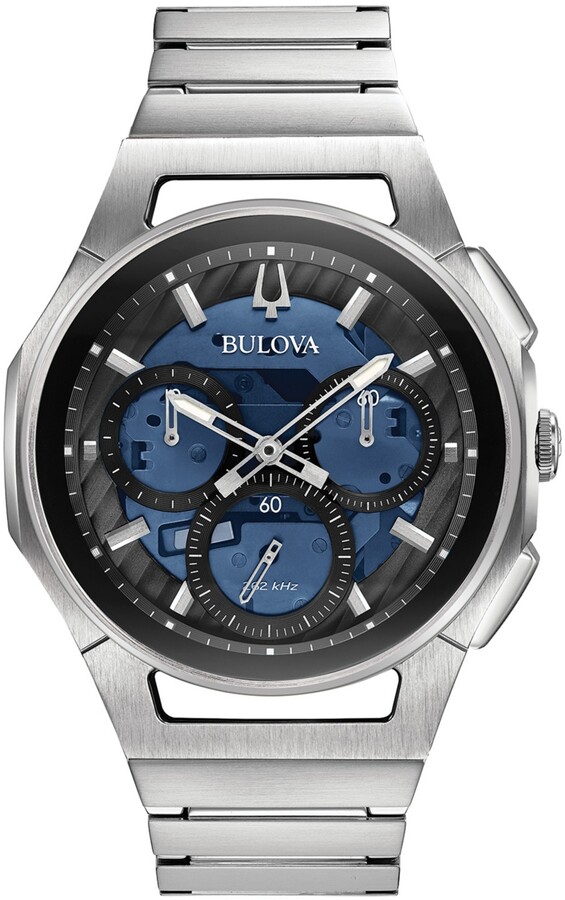 Bulova Men's Chronograph Curv Stainless Steel Bracelet Watch 44mm ...