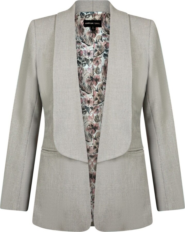 Madison / Savile Shawl Collared Boyfriend Blazer In Grey Mini Check ...