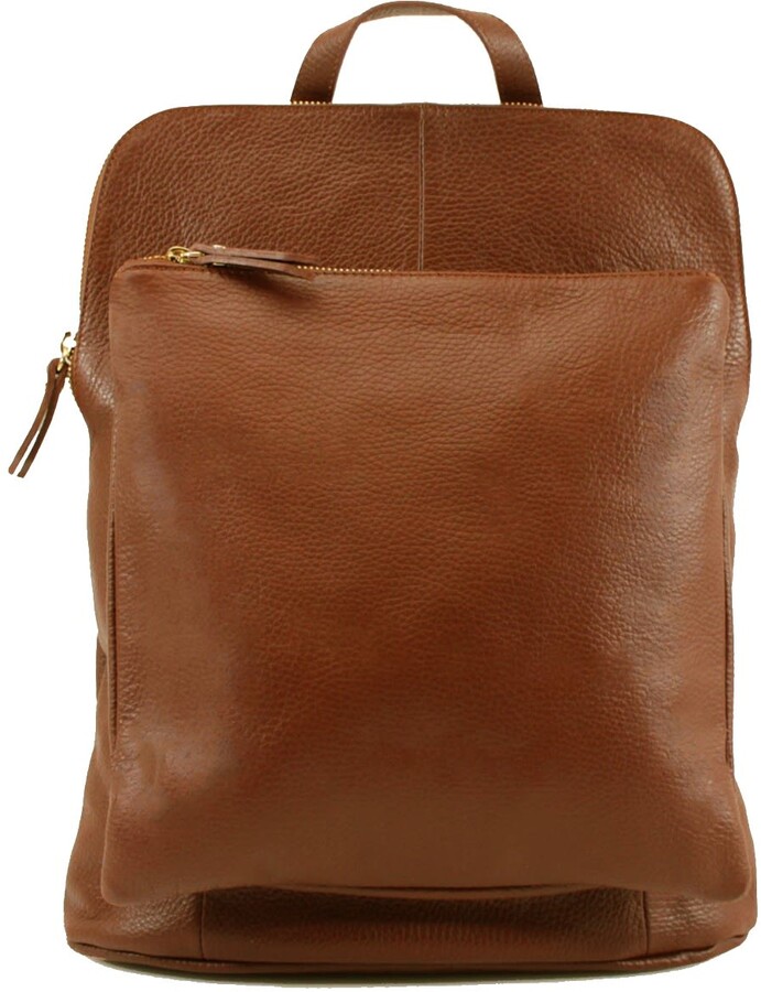 Sostter - Camel Pebbled Leather Backpack - ShopStyle