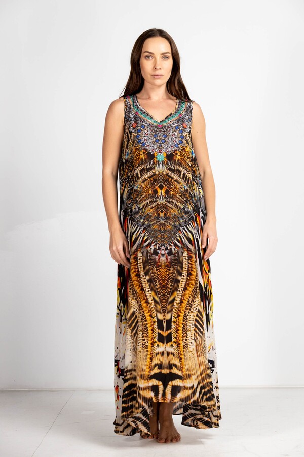 INOA Flowing Maxi Dress Golden Eagle Print - ShopStyle