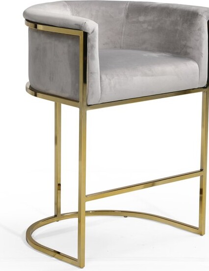 Chic Home Design Finley Counter Stool Chair Velvet Upholstered Rolled ...