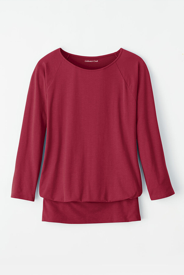 Coldwater Creek Women's PrimaKnit Banded-Bottom Top - Dover Red - PM ...