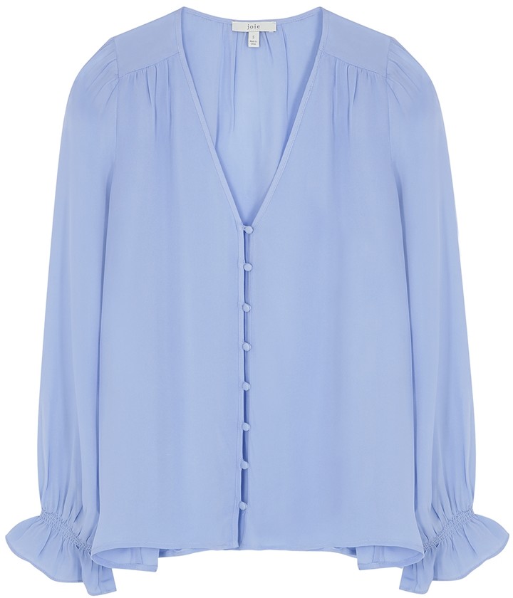 Joie Bolona periwinkle silk blouse - ShopStyle Tops