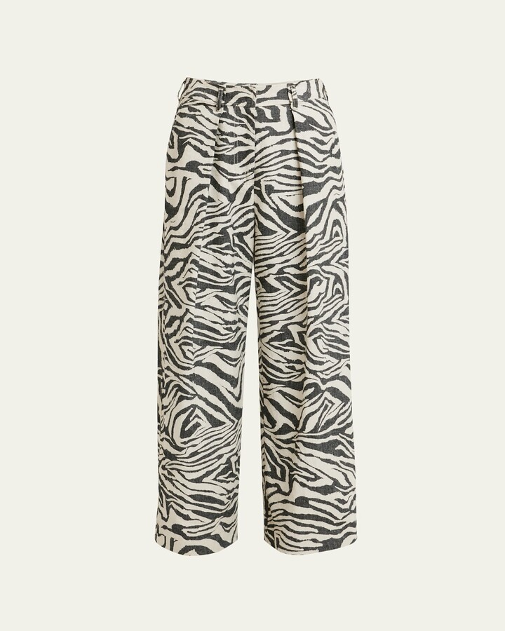 Ulla Johnson Cai Wide-Leg Zebra-Print Pants - ShopStyle
