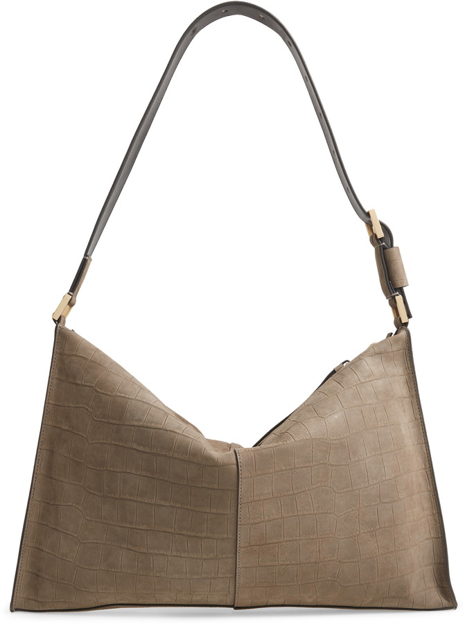 AllSaints Edbury Croc Embossed Leather Shoulder Bag - ShopStyle