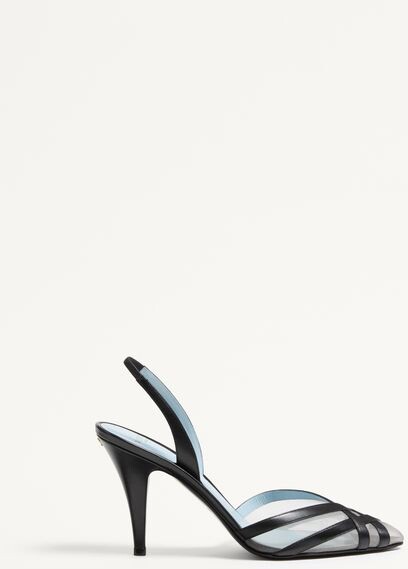 Valentino Garavani IMPUDANCE SLINGBACK PUMPS IN KIDSKIN AND MESH 90MM ...