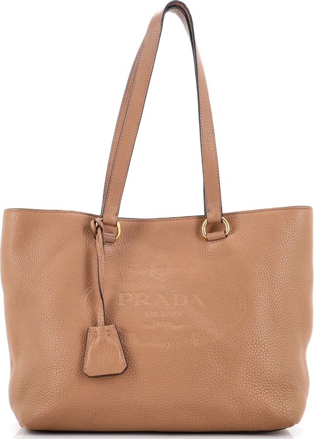 Prada Embossed Logo Open Tote Vitello Daino Medium - ShopStyle