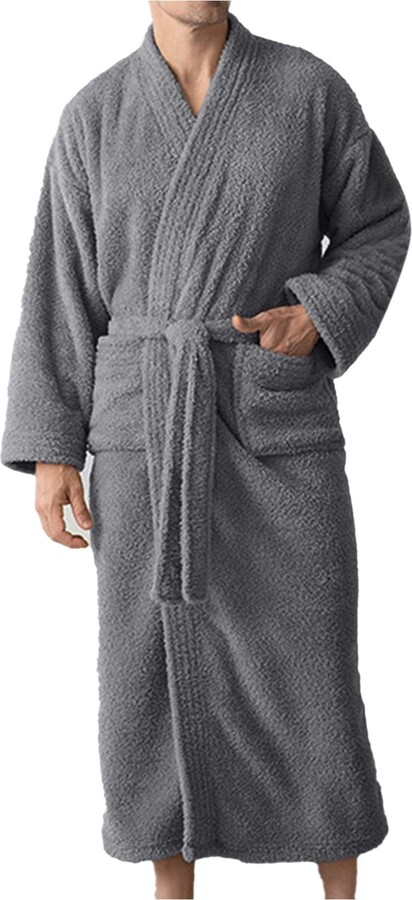 Ruamilyy Men's Cotton Dressing Gown with Belt and Pockets - ShopStyle Short Sleeve Shirts