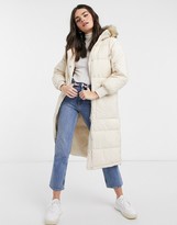 Urban Code Urbancode longline padded puffer jacket with faux fur trim ...