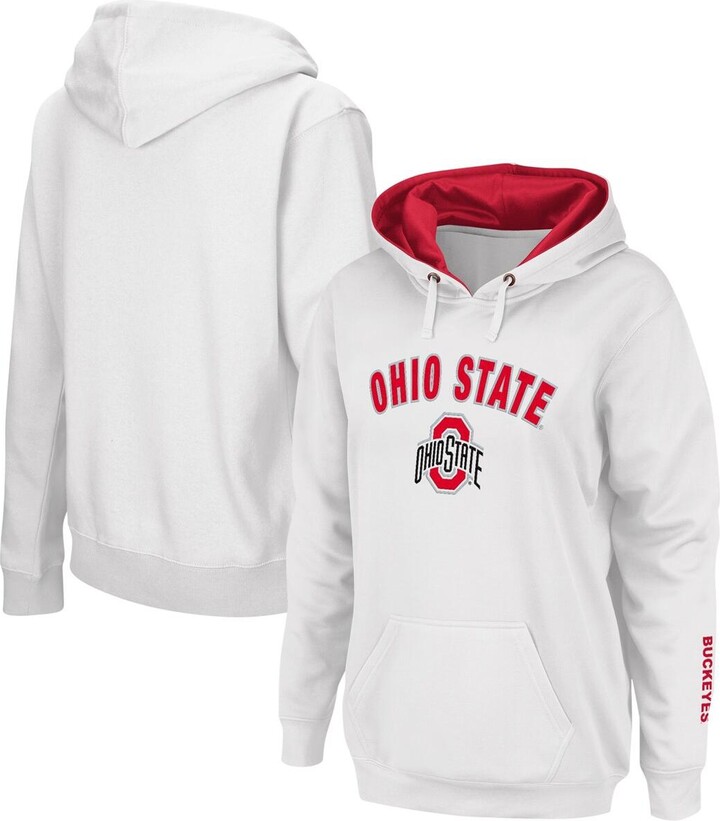 Colosseum Women's White Ohio State Buckeyes Arch & Logo Pullover Hoodie ...