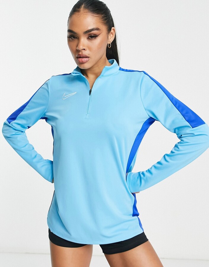 Nike Football Academy Dri-FIT panel half zip drill top in baltic blue ...