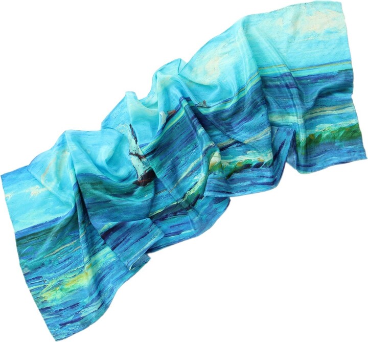 prettystern Ladies blue 63" lang Art painting Silk Scarf -Vincent van ...