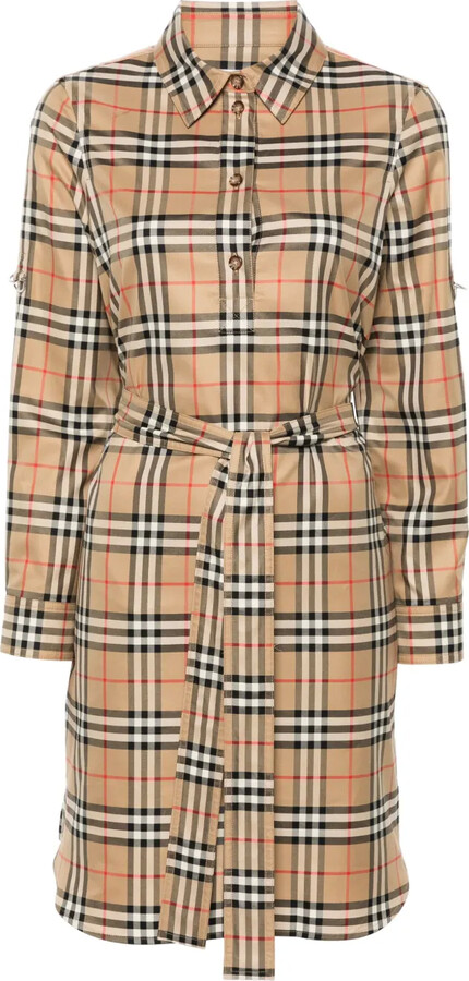 Burberry Vintage Check-pattern shirt dress - ShopStyle