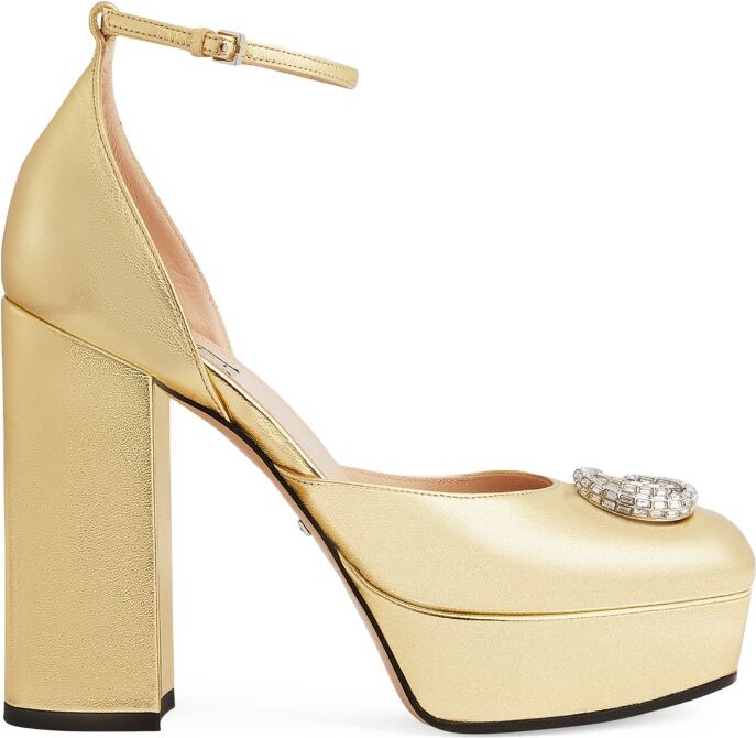 Gucci Leather Double G Platform Pumps 115 - ShopStyle