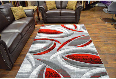 Ivy Bronx Mccampbell Abstract Red/Gray Area Rug - ShopStyle