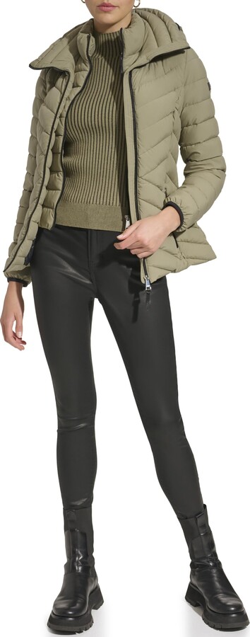 DKNY Women's Bib-Front Light-Weight Puffer - ShopStyle