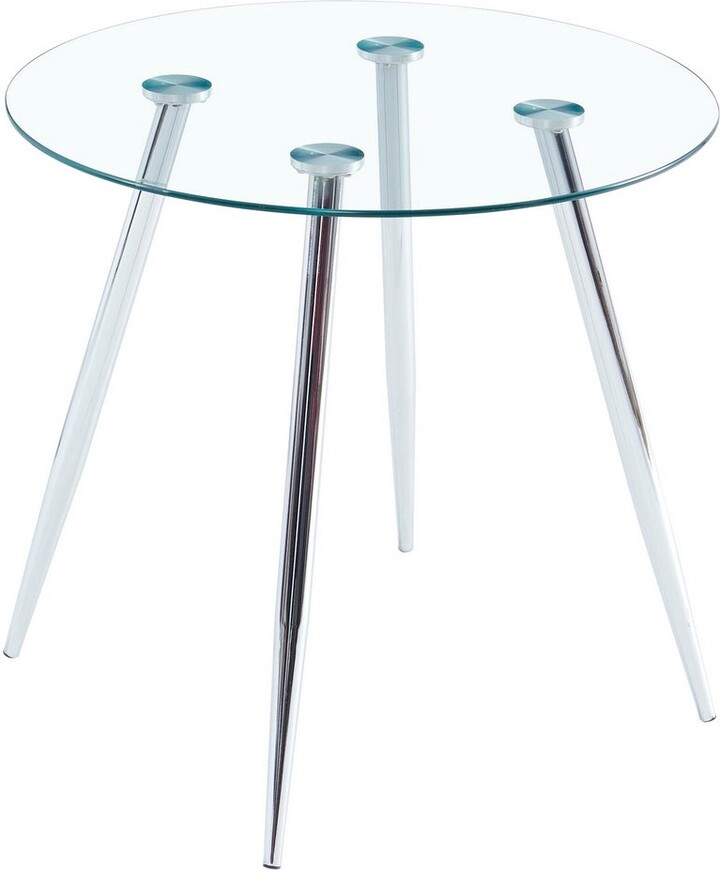 Overstock Round Glass Dining Table Transparent Glass Table Iron Tube ...