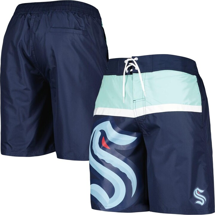 Men's Starter Deep Sea Blue Seattle Kraken Sea Wind Swim Trunks ...