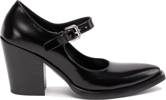 Prada Brushed Leather `Mary Jane` Pumps - ShopStyle
