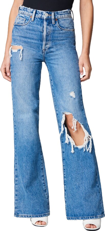 Blank NYC Womens Wide Leg Longer Inseam Denim Jean with Rips - ShopStyle