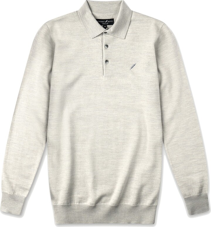 Benedict Raven - Henley Long Sleeve Polo Oatmeal - ShopStyle