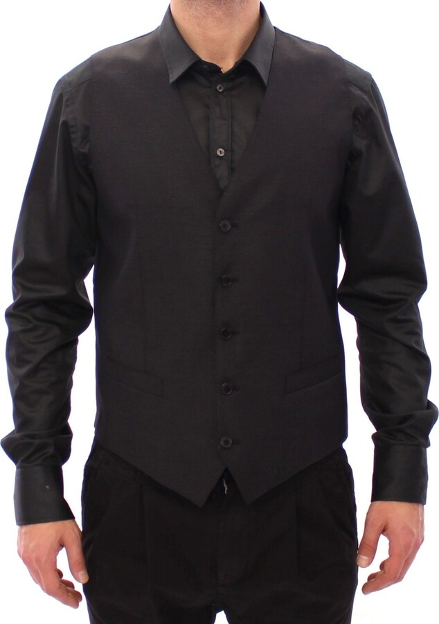 Dolce & Gabbana Gray Wool Silk Dress Vest Gilet Men's Weste - ShopStyle