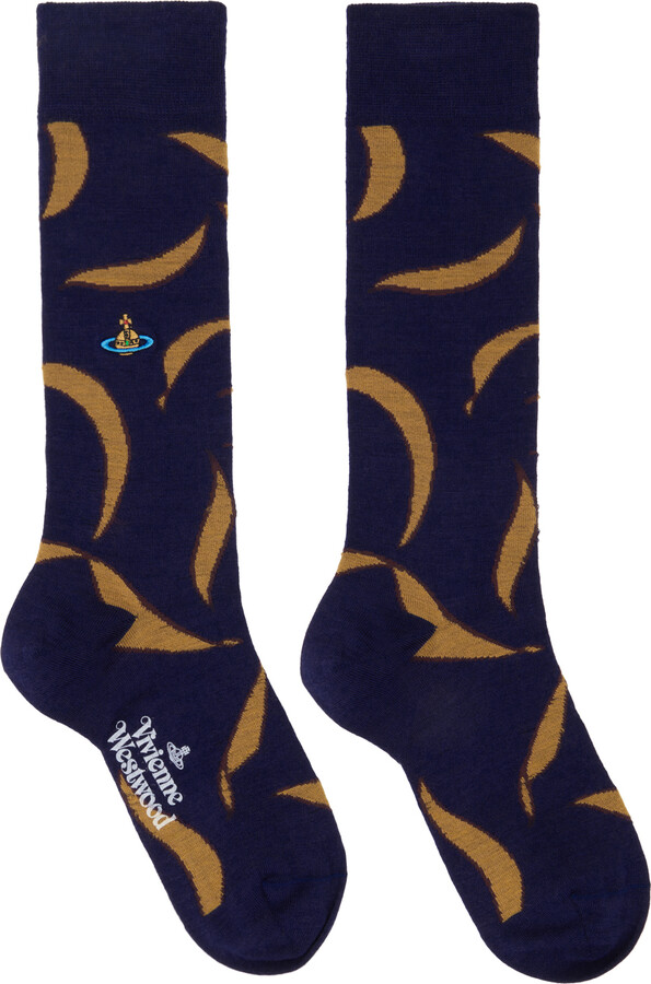 Vivienne Westwood Navy Medieval Texture Socks - ShopStyle