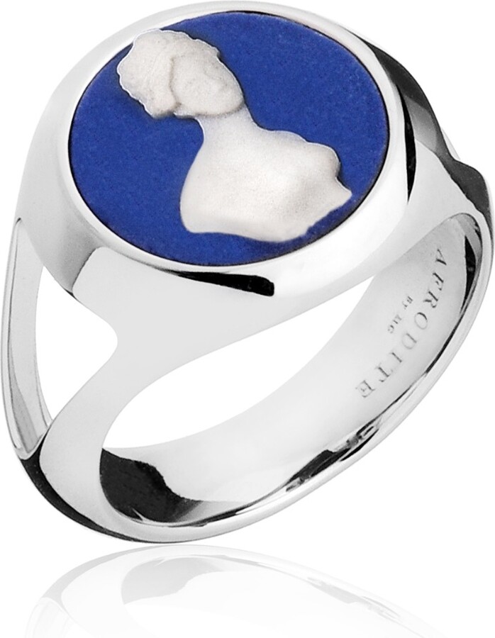 Afrodite by MG - Silver Blue Cameo Ring - ShopStyle