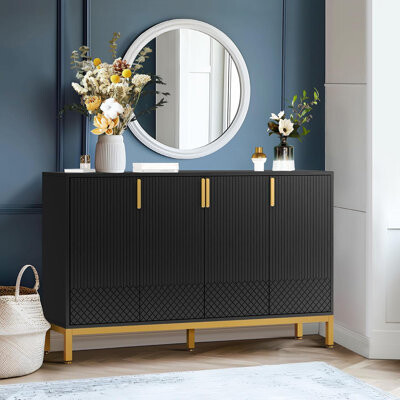 Mercer41 Sideboard Cabinet Modern Buffet Cabinet With A Linear Dimpled ...