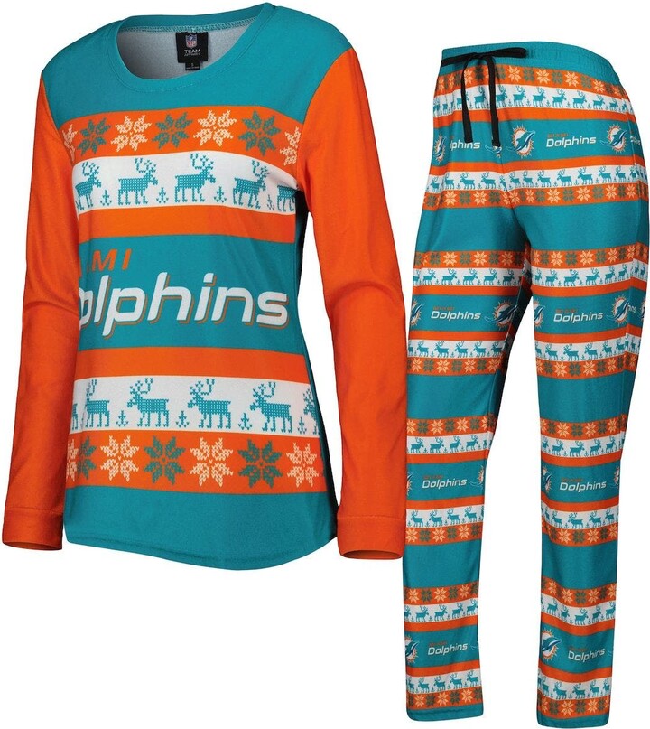 Women's FOCO Aqua Miami Dolphins Team Ugly Pajamas Set - ShopStyle Pyjamas