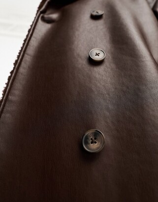 Threadbare Curve Threadbare Plus Lois longline aviator coat with borg ...