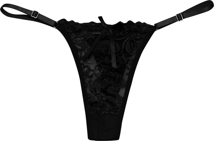 Oldm See Through Thongs For Women G String Sexy Lace Sheer Mesh Briefs