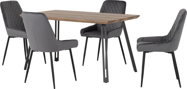 Dunelm Quebec Rectangular Dining Table with 4 Avery Chairs Grey - ShopStyle