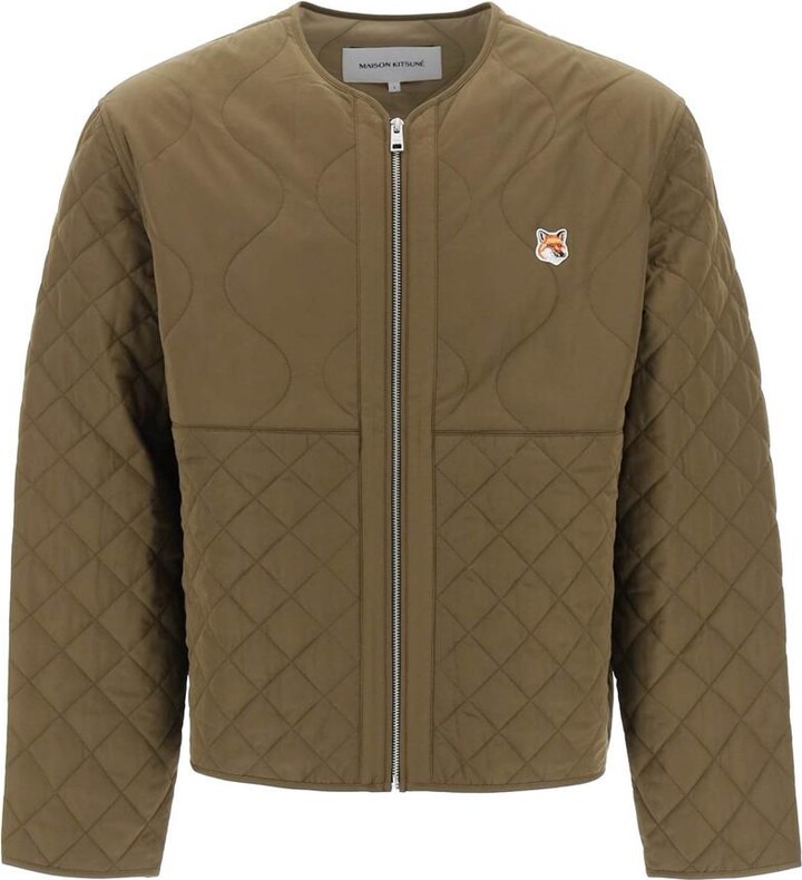MAISON KITSUNÉ fox head quilted jacket - ShopStyle