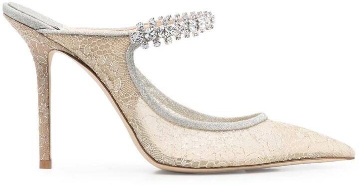 Jimmy Choo Bing 100 crystal-embellished mules - ShopStyle