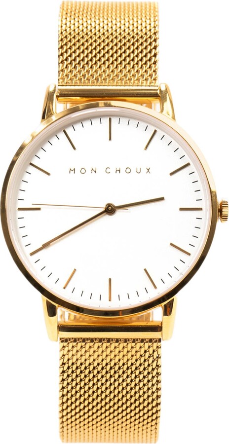 Mon Choux Classic White Gold Watch In Mesh - ShopStyle
