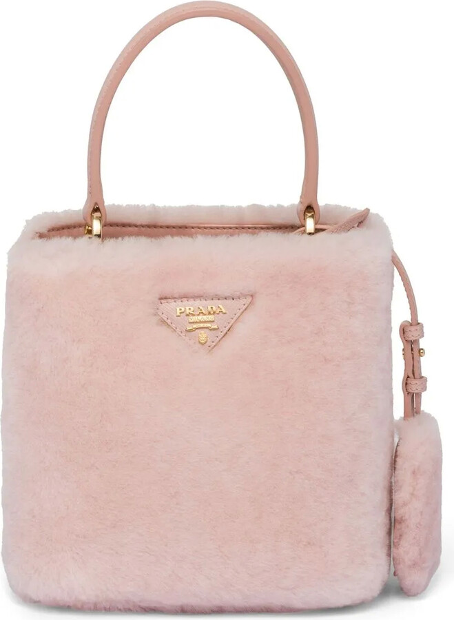 Prada Panier shearling mini bag - ShopStyle