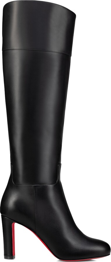 Christian Louboutin Loo Botta Leather Knee-High Boots 85 - ShopStyle