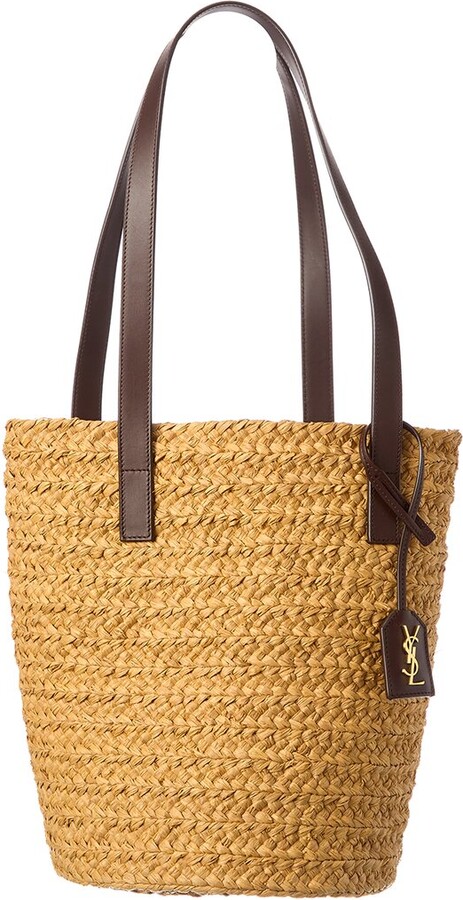 Saint Laurent Straw & Leather Tote - ShopStyle